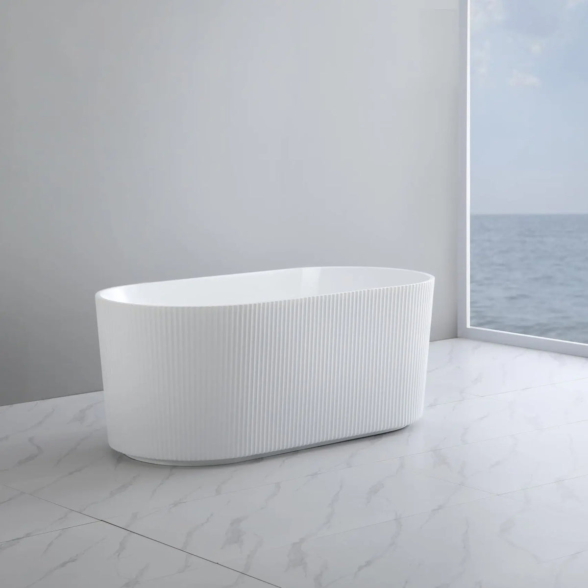 Poseidon - Ally Groove Oval Freestanding Bathtub 1500mm (No Overflow ...