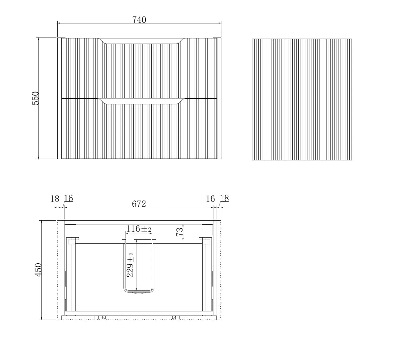 ABS Riva - Riva Bali Wall Hung Vanity 750mm - Matt White — Aqualux Bathrooms