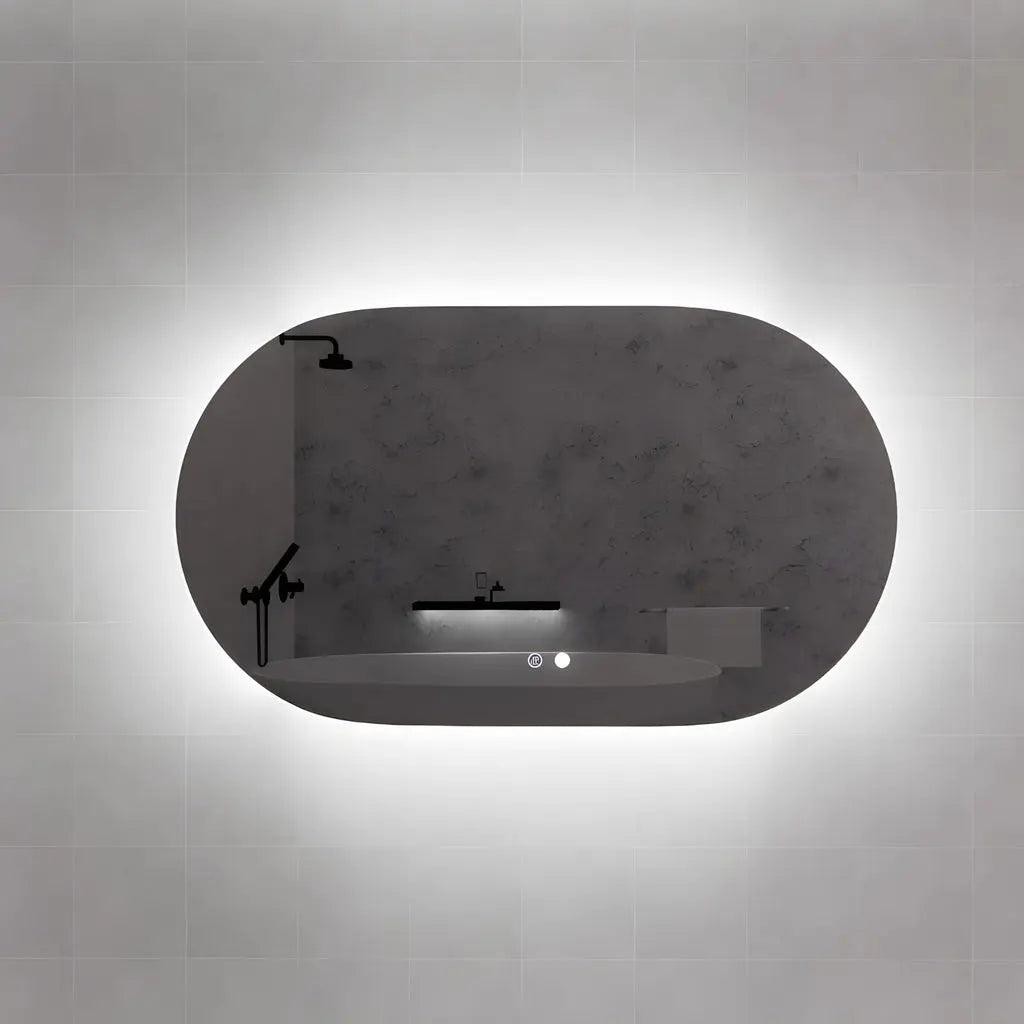ABS Riva - Riva O2 Frameless Oval Led Mirror With 3 Colour Lights — Aqualux Bathrooms