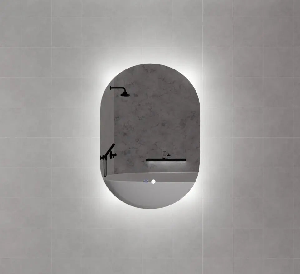 ABS Riva - Riva O2 Frameless Oval Led Mirror With 3 Colour Lights — Aqualux Bathrooms