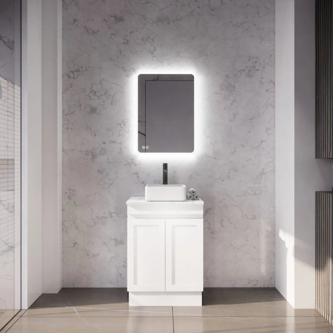 ABS Riva - Riva Miami Freestanding Vanity 600mm - Matt white — Aqualux Bathrooms