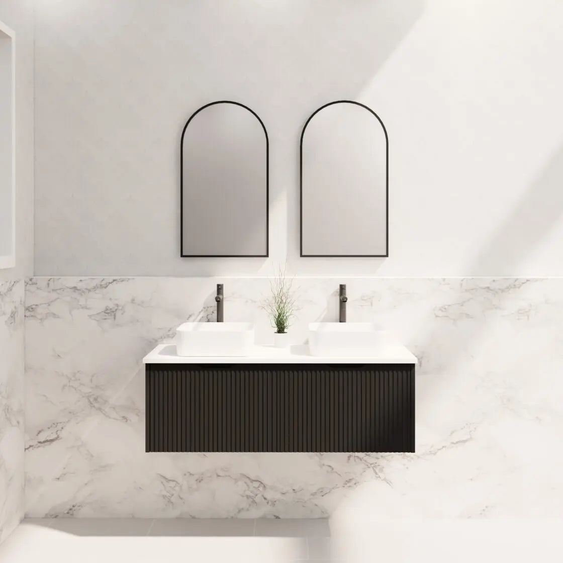 ABS Riva - Riva Vienna Wall Hung Double Bowl Vanity 1200mm - Matt — Aqualux Bathrooms