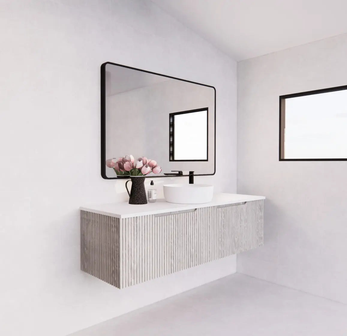 Riva Vienna Wall Hung Single Bowl Vanity 1500mm - White Oak — Aqualux Bathrooms