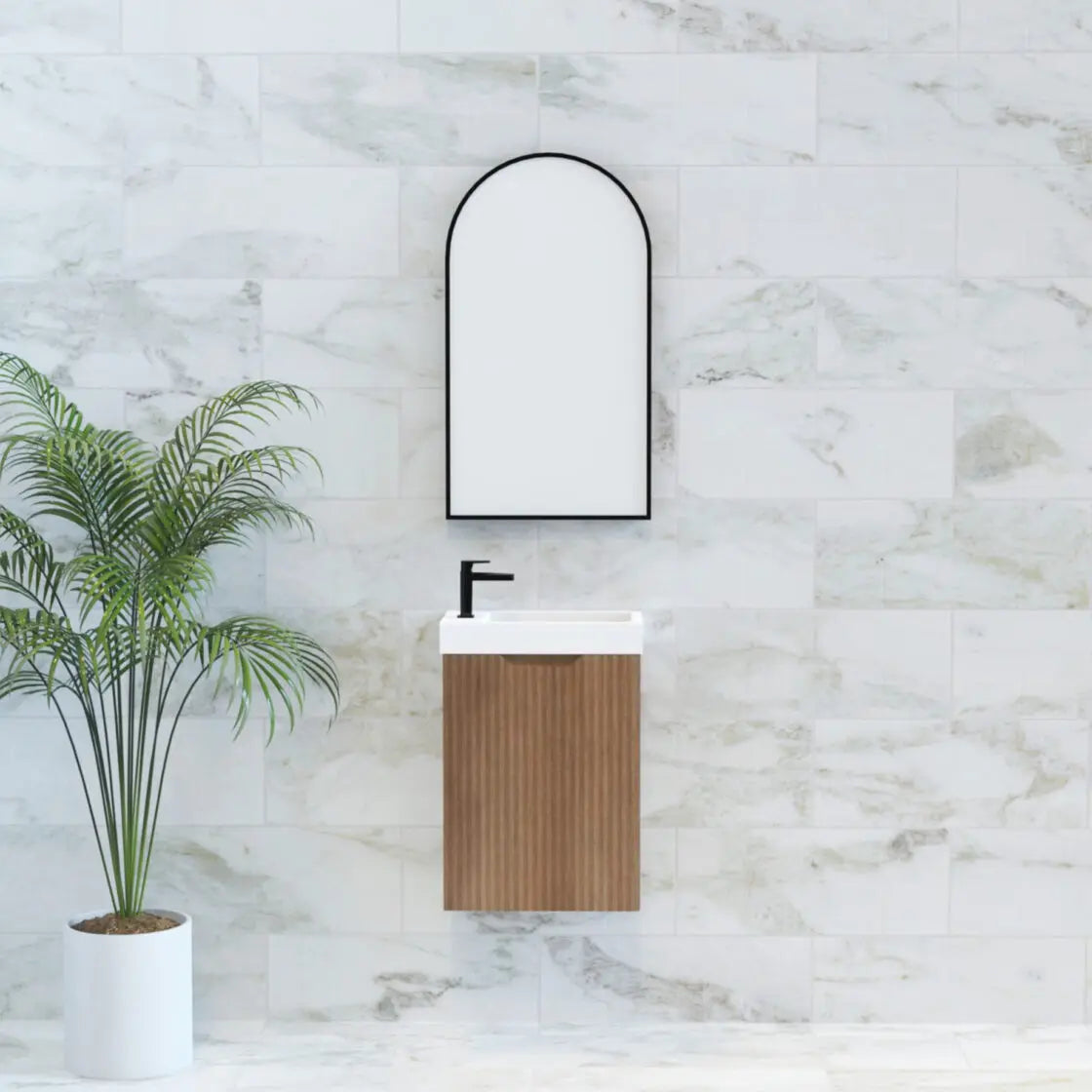 ABS Riva - Riva Vienna Mini Wall Hung Vanity 450mm - Solid Timber — Aqualux Bathrooms